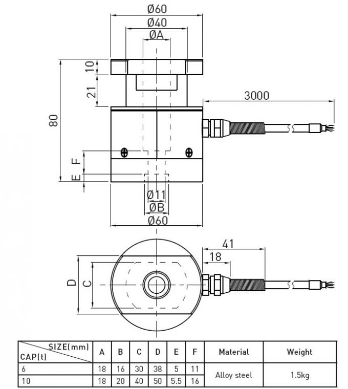 tecsis Compressive Load Cell With Strain Gage , Load Cell Transducer
